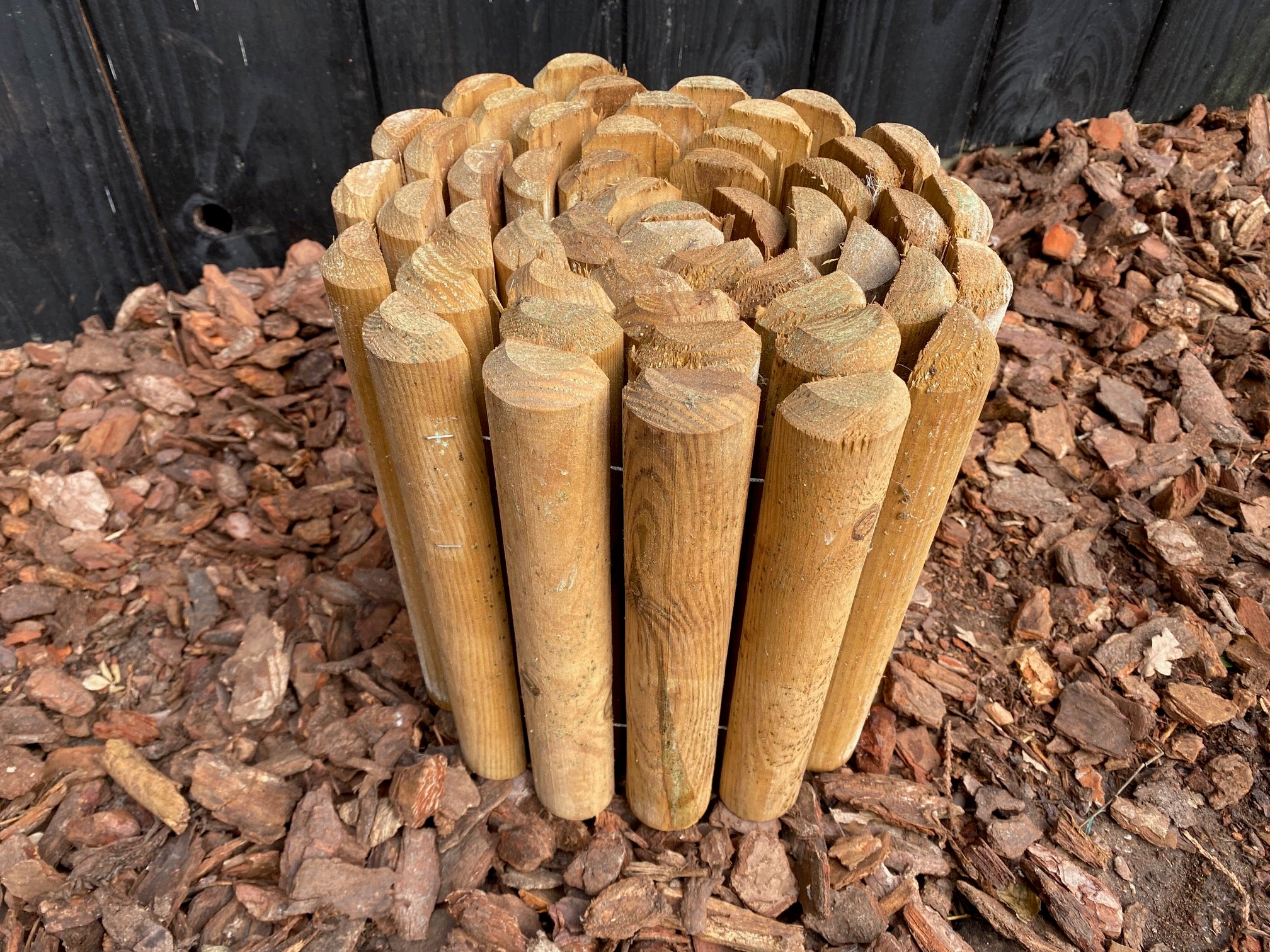 Rolborder hout set 8 stuks - bruin geimpregneerd Hoogte 30 cm, Lengte