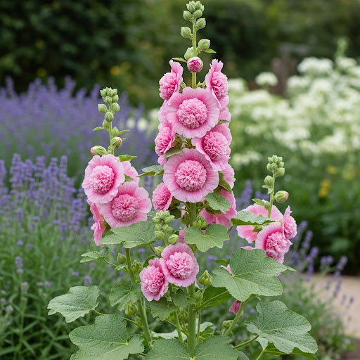 Stokroos - Alcea rosea 'Pleniflora' roze - stokrozen p9